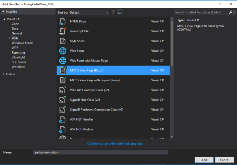 Create And Render Partial Views In Aspnet Mvc