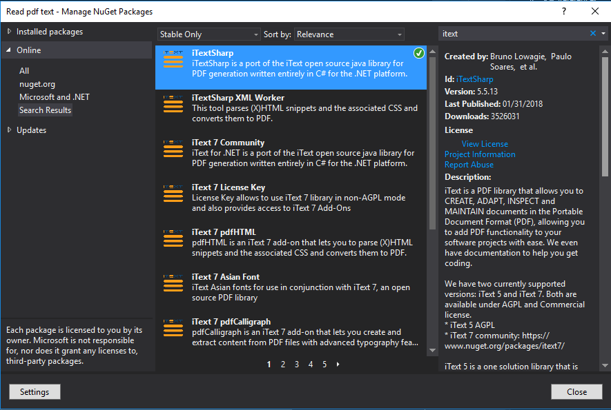 Read Text From Pdf Using Itextsharp