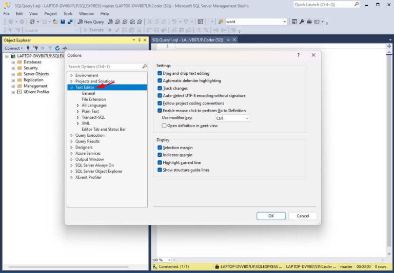 How to Enable Line Numbers in SQL Server Management Studio