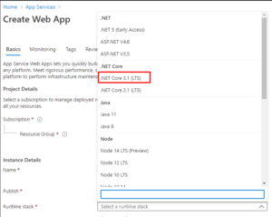 How to publish ASP NET Core 3.0 in Azure App Service