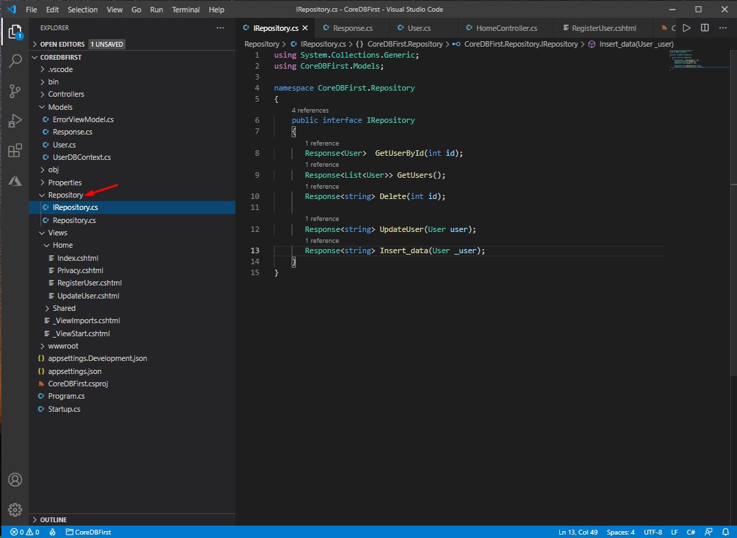 Create a model from an existing database in EF Core