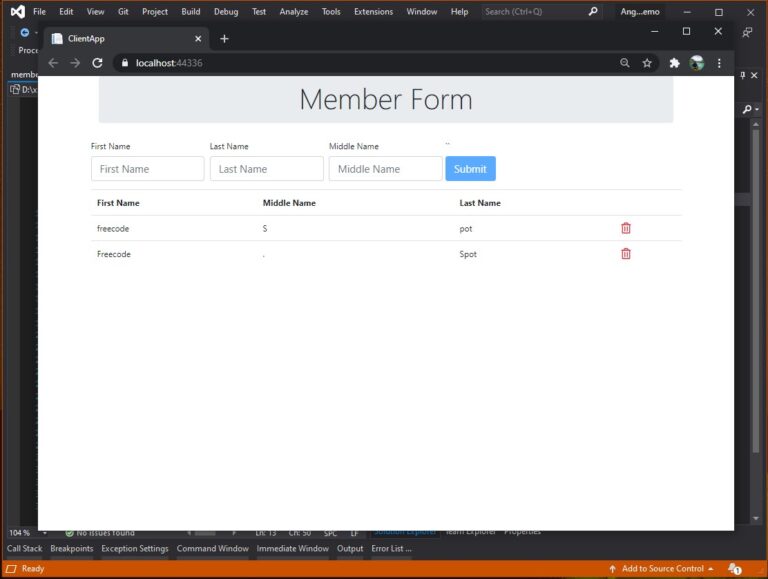 Angular Application With Aspnet Core Web Api Freecode Spot