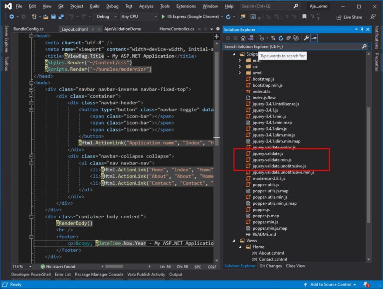 Submit a Form with Model Validation using JQuery/Ajax in ASP.NET