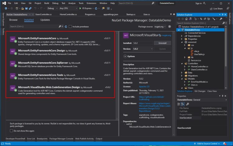 Jquery Datatable Server Side Processing In Aspnet Core