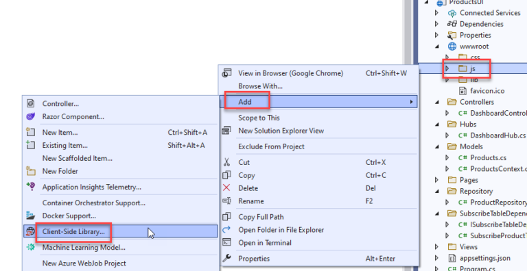 How to Display Database change notification using SignalR in ASP.NET CORE