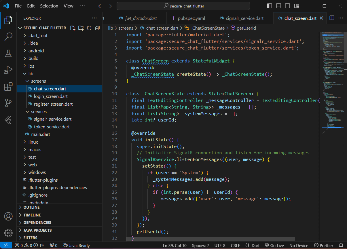 Flutter Front End For Secure Chat Application Continued
