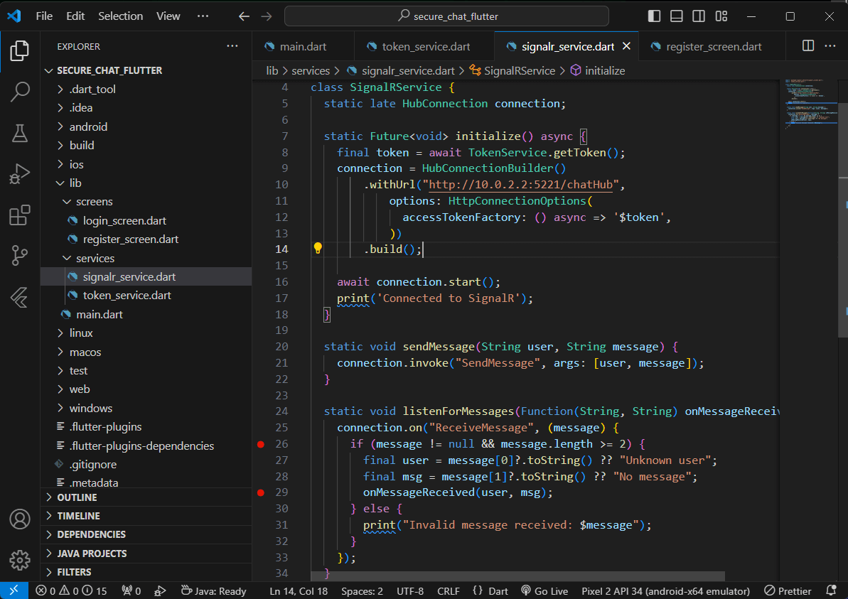 Flutter Front End For Secure Chat Application With Aspnet Core Web Api